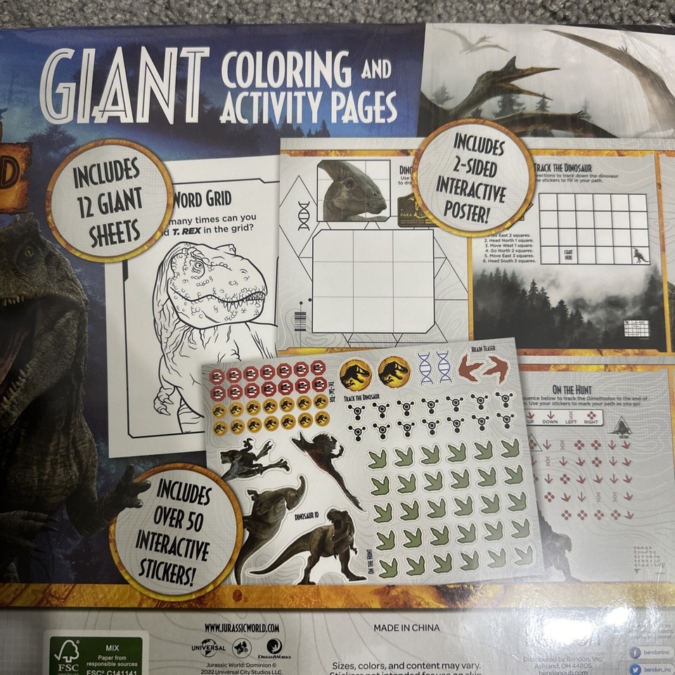 Jurassic World Dominion: Giant Coloring & Activity Pages Jurassic Park ...