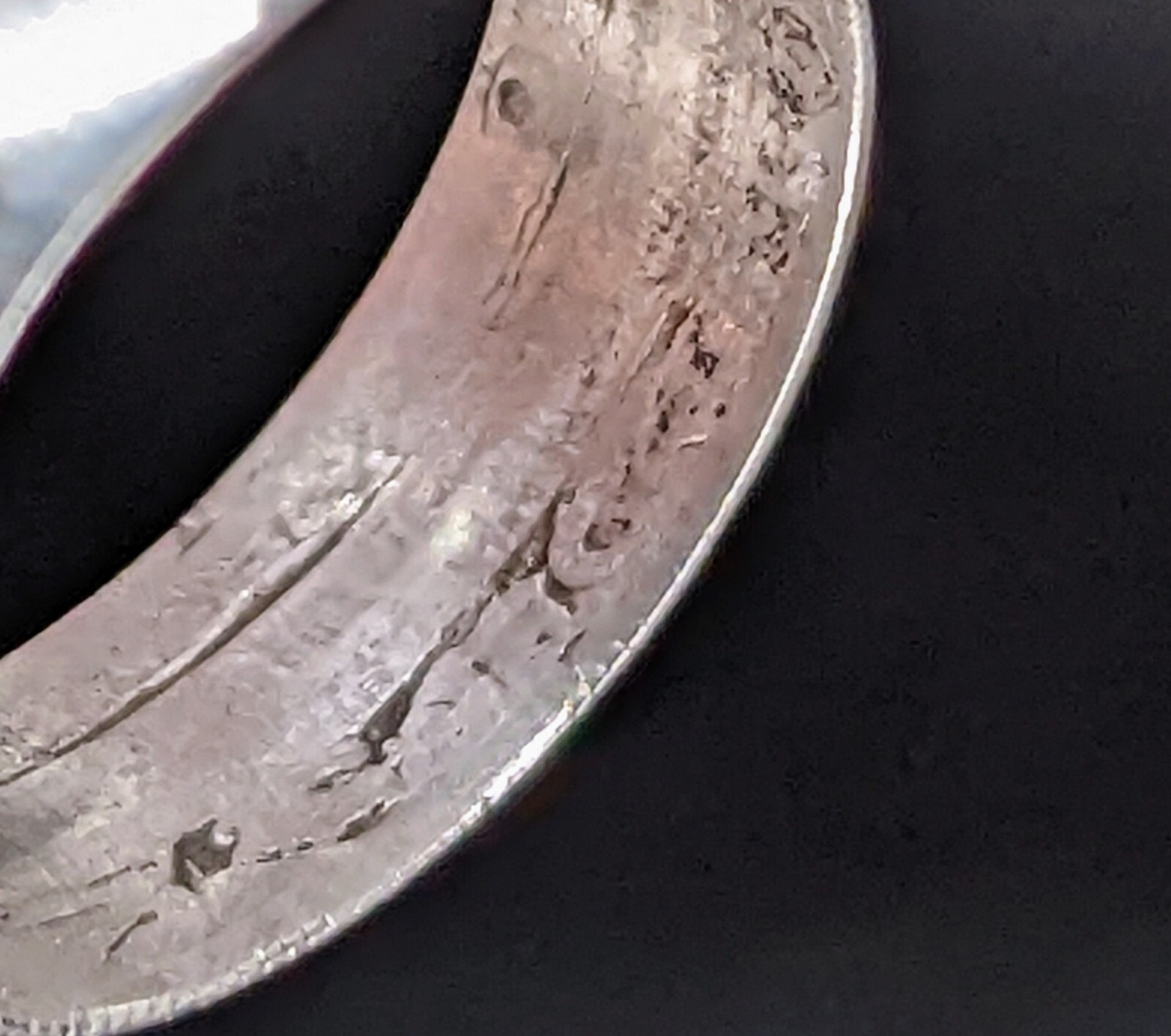 Antique Trench Art band ring made from vintage coin sweetheart wedder ...