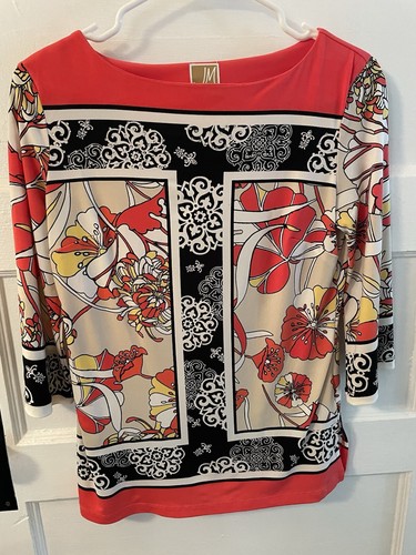 JM collection top women size P Multi Color Floral Embellishments | eBay