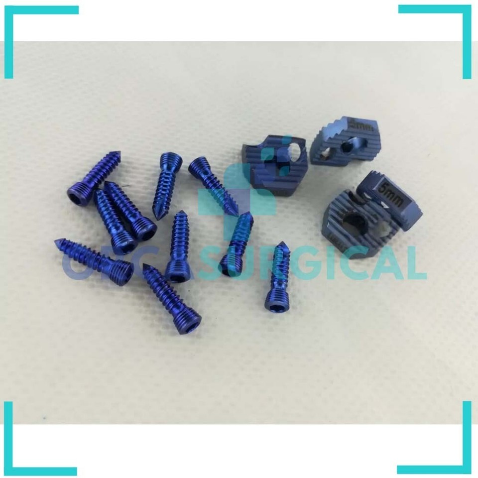 Cervical Cage Fusion Spine Titanium 5mm with Locking Screws set of 13 ...