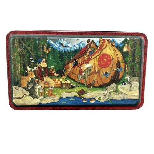 HTF Tin Box Noah's Arc Folklore Wildlife Americana Cubits Lumberjack ...