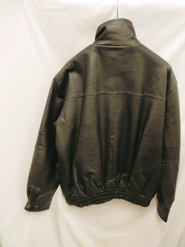 MILAN LEATHER Men's Size L Black Leather Jacket CG W70 | eBay UK