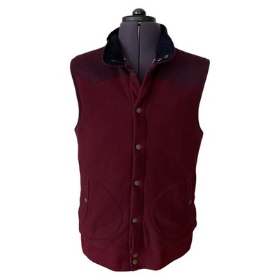 Ted Baker Burgundy Western Gilet Waistcoat Snap Button Cotton Mens Size ...