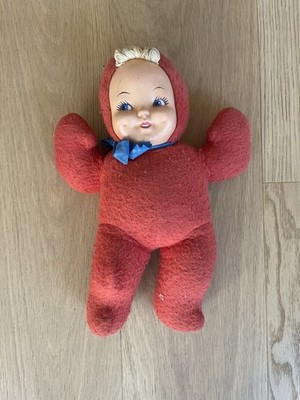 Vintage Kewpie Elf Doll Rubber Face Red Plush Stuffed Knickerbocker ...