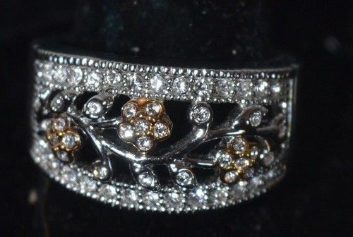 Vintage RSC Ring Silver Tone Rhinestone Flower Size 9.5/10 | eBay