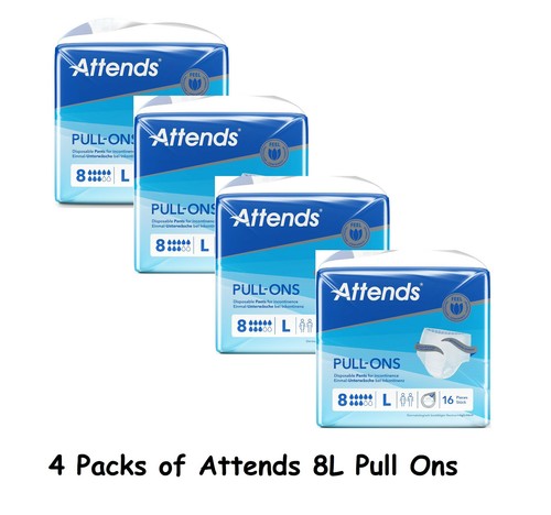 Attends Pull Ons 8 Large 4 Pack Of 16 Adult Nappies Pull Up 64 Pants ...