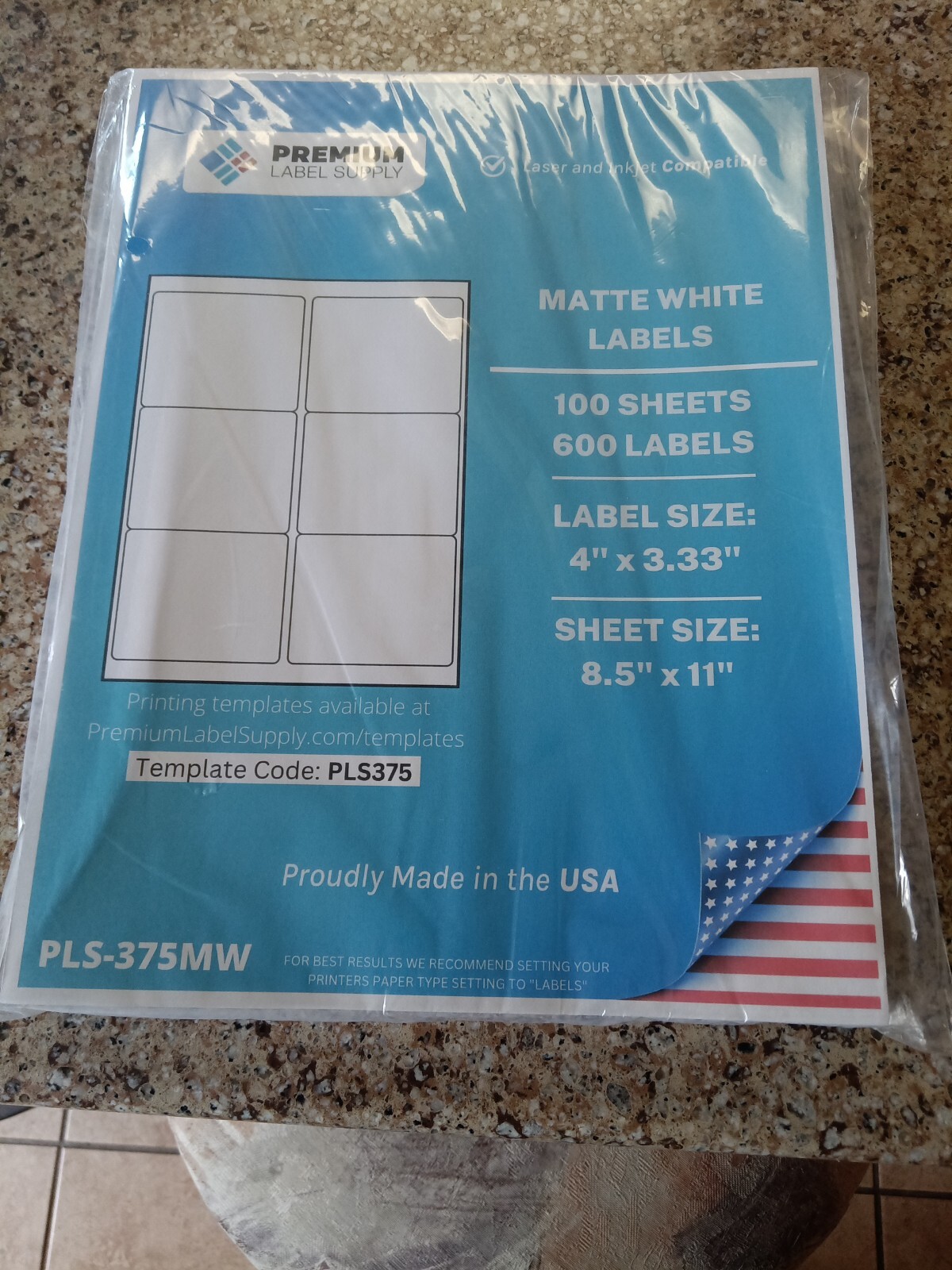 600 4" x 3.33" Self Adhesive Shipping Address / FBA Labels 6 per sheet ...