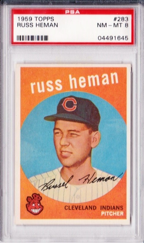 1959 Topps Russ Heman RC CLEVELAND INDIANS #283 PSA 8 NM-MT | eBay