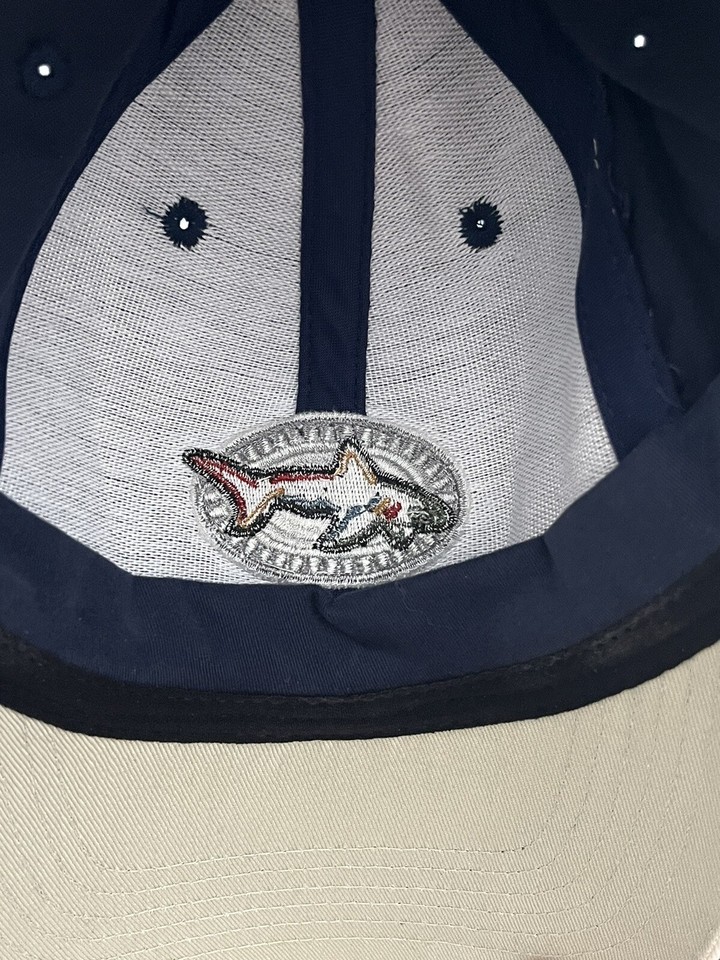 Vintage Greg Norman Shark Embroidered Blue Baseball Hat Elastic Back 23 ...