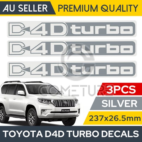 D4D Turbo Silver Decal Sticker fits Toyota Prado Diesel Landcruiser Set ...