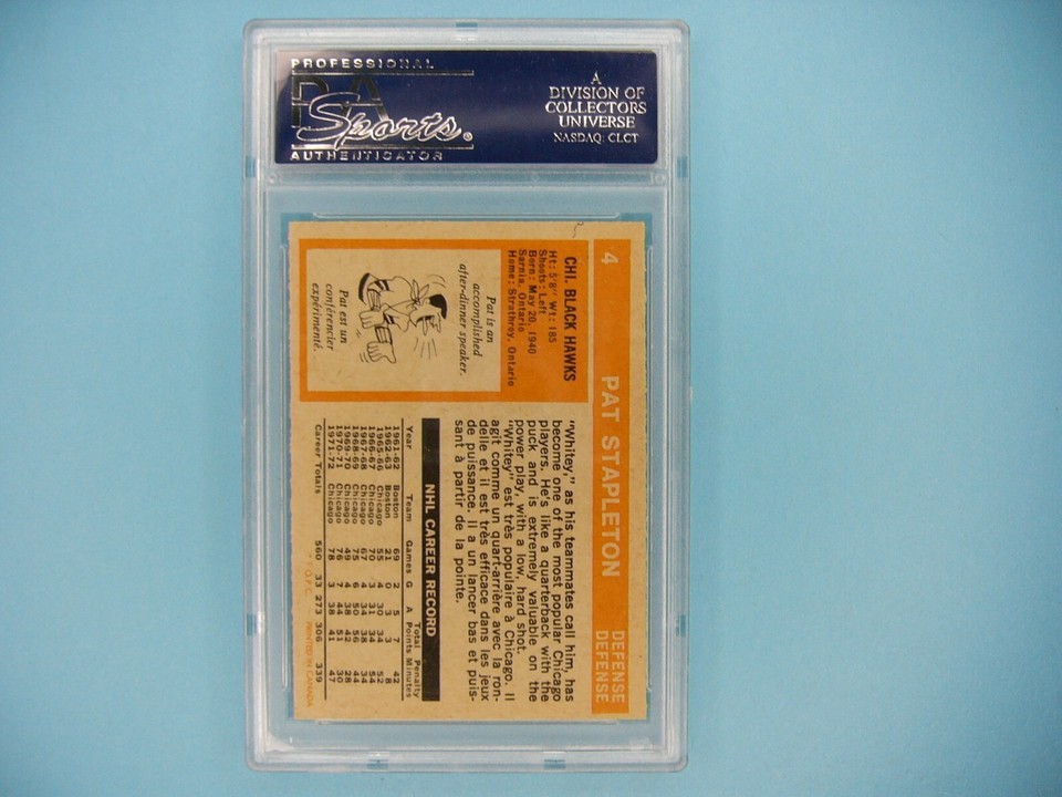 1972/73 O-PEE-CHEE NHL HOCKEY CARD #4 PAT STAPLETON PSA 8 NM/MINT 72/73 ...