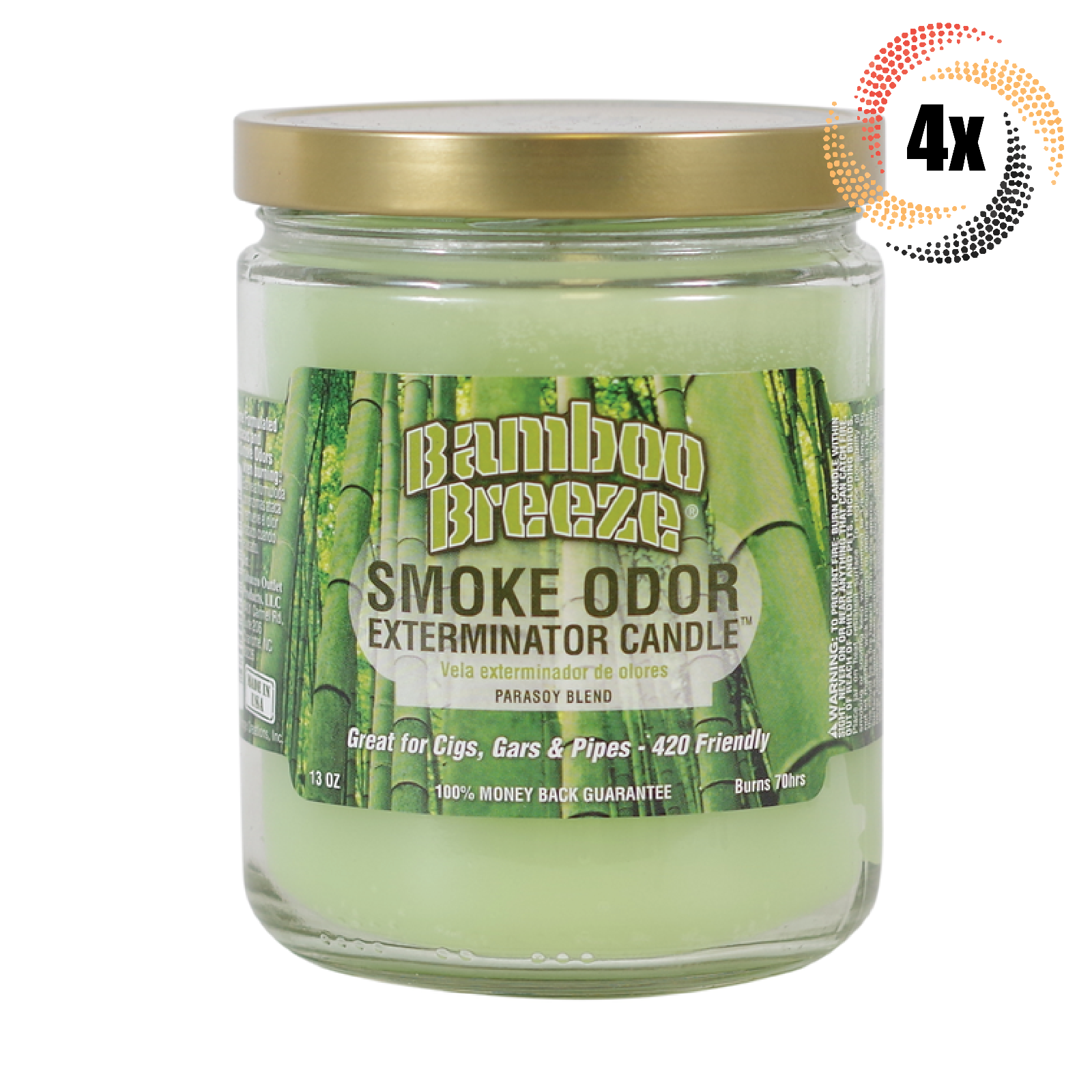4x Jars Smoke Odor Bamboo Breeze Smoke Exterminator Candles | 13oz | 70 ...