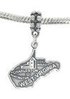 Sterling Silver West Virginia State Map Dangle Bead Charm | eBay