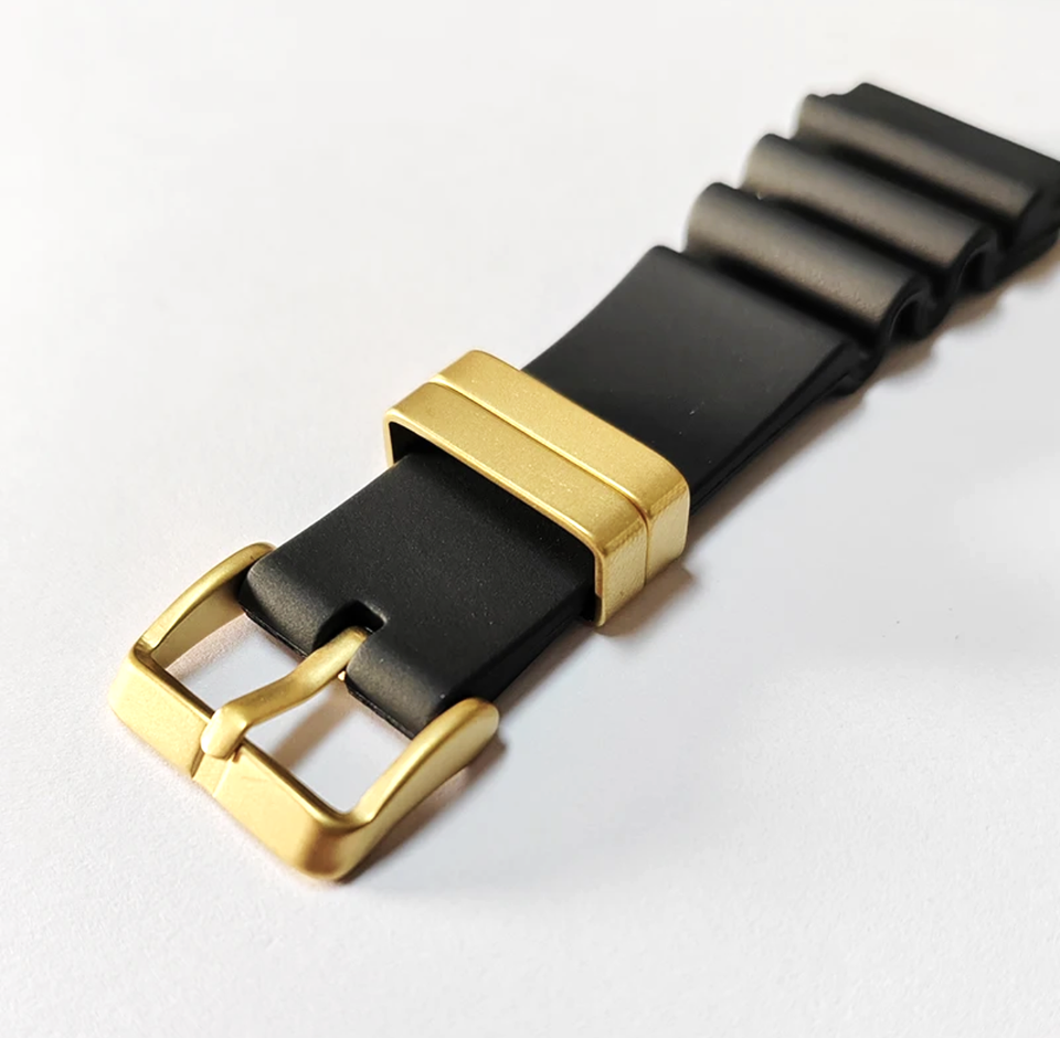GOLD BUCKLE SEIKO COMPATBILE BLACK RUBBER DIVER WATCH STRAP BAND 20-22 ...