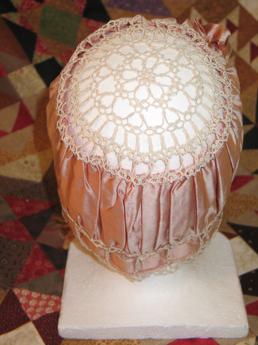 c1900s Antique Edwardian Night Boudoir Dust Cap Bonnet Silk & Tatted ...