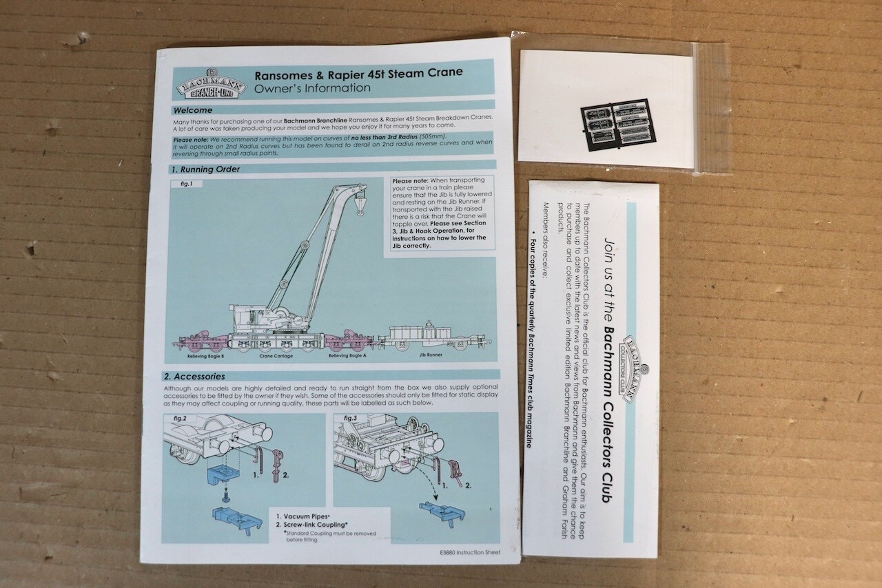 Bachmann Branchline 38-803 Ransomes & Rapier 45T Steam Breakdown Crane ...