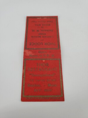 Thor Restaurant Boston Mass. Matchbook Cover | eBay
