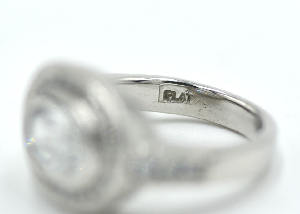 $8,835 Platinum 1 1/2 CT Oval Diamond Beveled Engagement Ring Pave Band ...