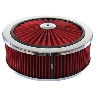 Extraflow Red Chrome Air Cleaner Filter 9"x 3" Assy fit Holley 5-1/8 ...