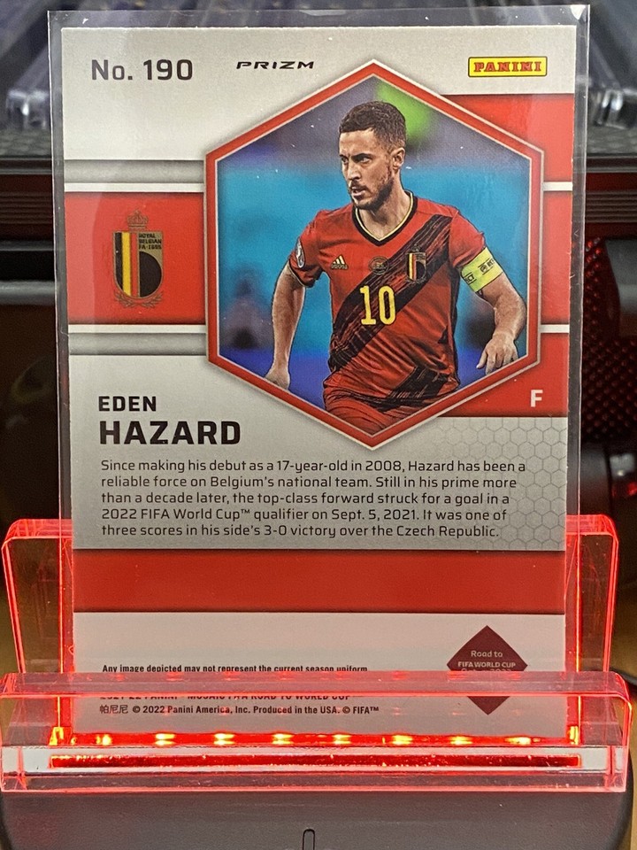 2021-22 Panini Mosaic Eden Hazard FIFA Road to World Cup Reactive Red ...
