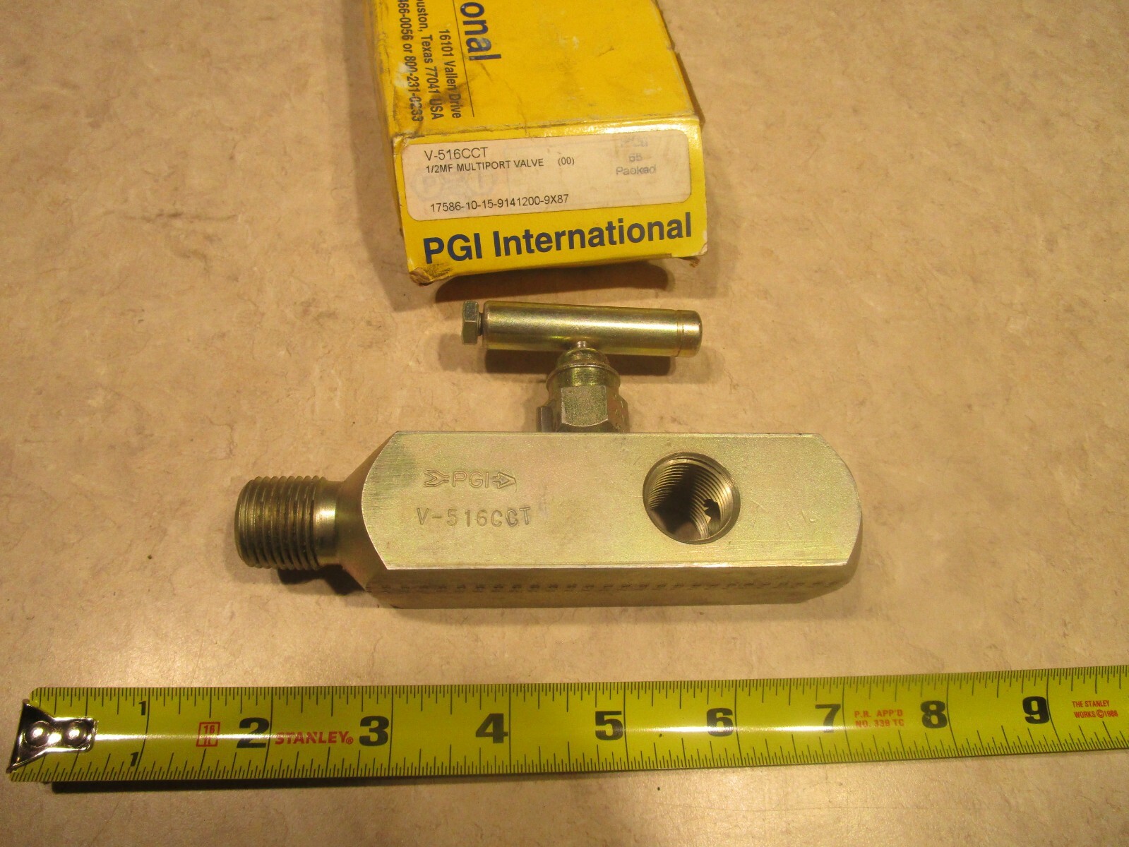 PGI INTERNATIONAL V-516CCT Multiport Valve 1/2" FNPT X 1/2" MNPTX3 ...