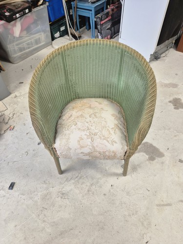 Vintage Lloyd Loom Chair - Green Tub Seat – Woven Armchair Mid Century ...
