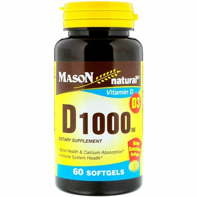 Mason Natural Vitamin D 1000IU Bone Health & Immune System Support ...