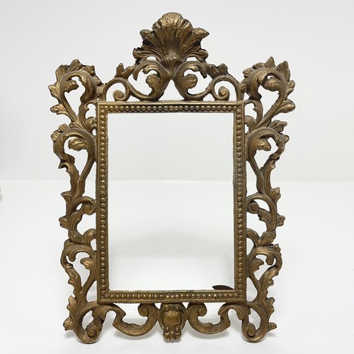 Antique Ornate Gilt Cast Iron Easel Back Rococo Scroll Picture 5x7 ...