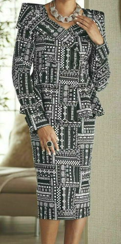plus size 26W Yamaya Black & White African Heritage Print Skirt Suit ...