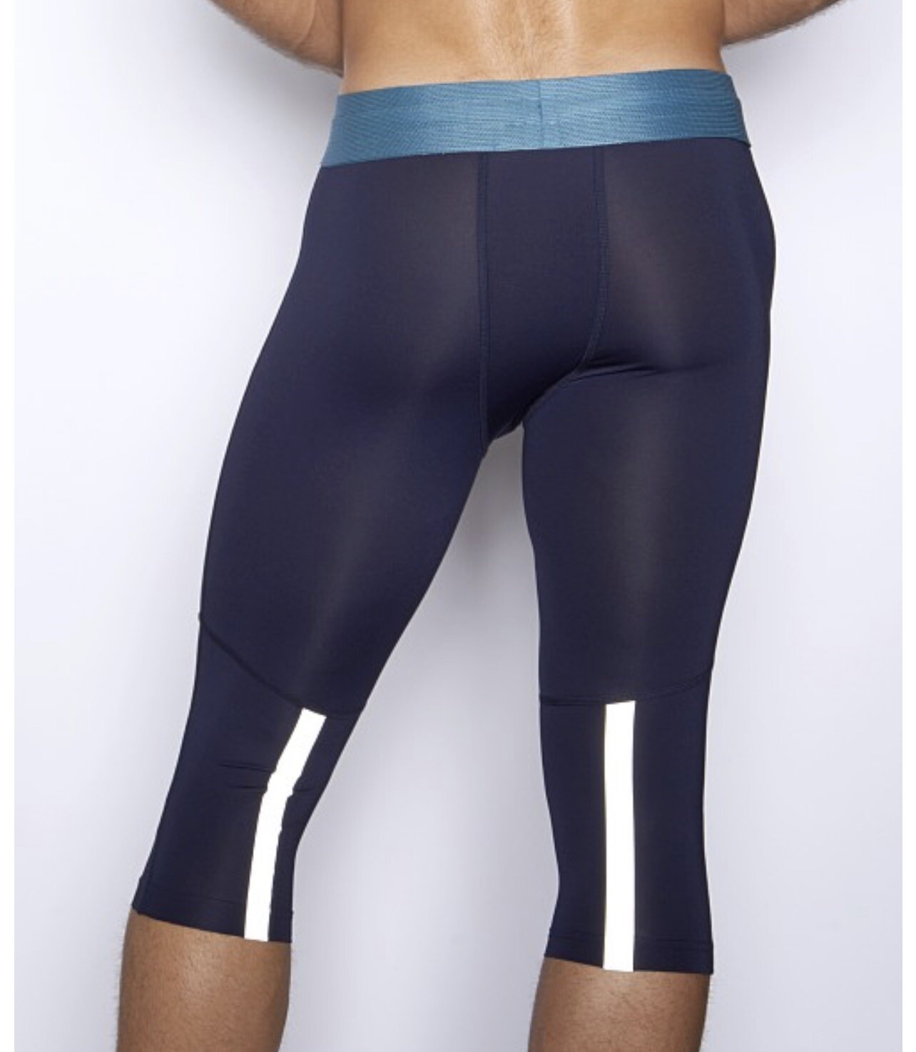 Mens Jock GRIP Bodybuilding 3/4 Shiny Spandex Tights … - Gem