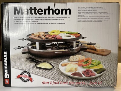 Swissmar 8 Person Matterhorn Oval Raclette Party Grill w/ Base & Plate ...