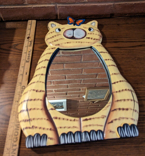 Goofy Cute Cat Cross Eyed Looking at Butterfly Mirror | eBay