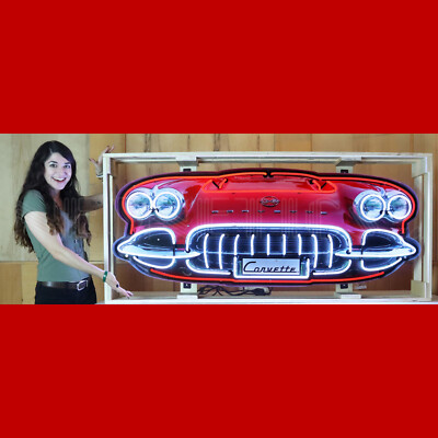 Neon sign Corvette C1 Chevrolet Grille Red Convertable 60" wall lamp ...