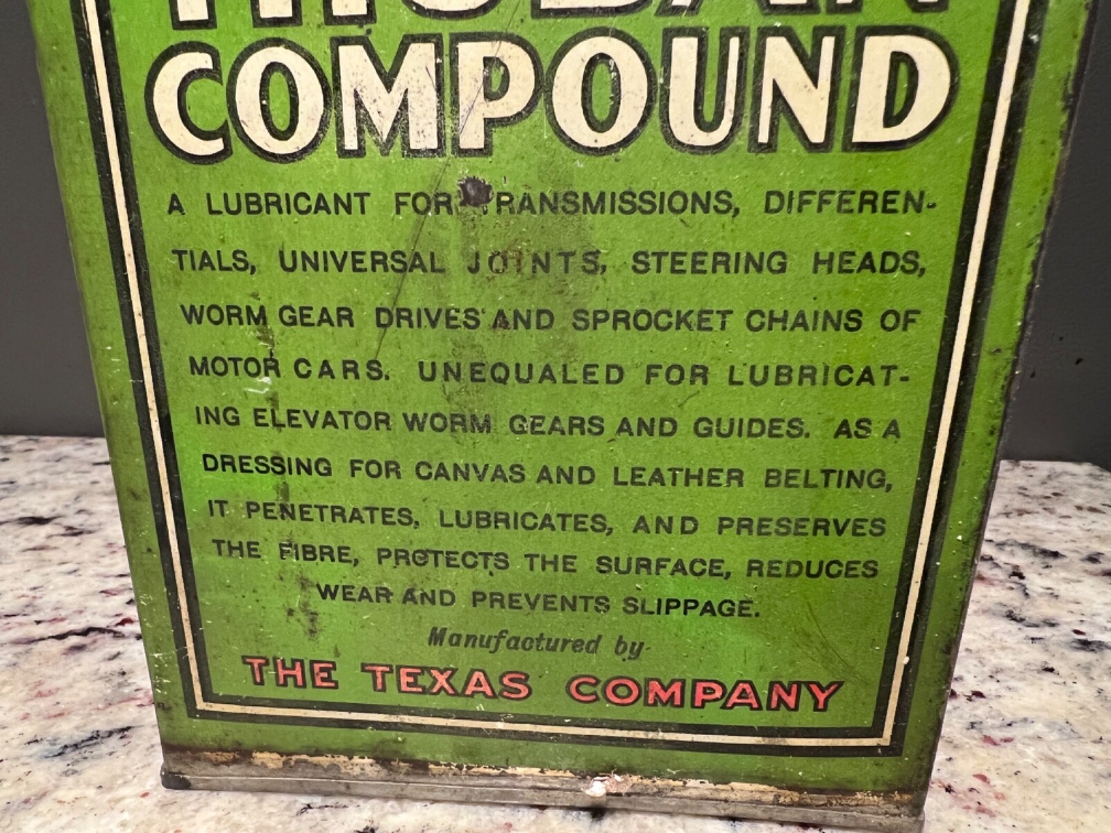 Antique 1920s Hand soldered Texaco Thuban Compound 5 Pound Can Gas Oil ...