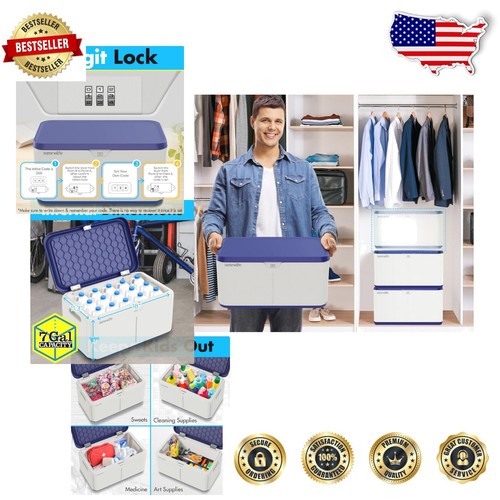 Impact-Resistant Lockable Storage Box - 8 Gallon Secure Organization ...