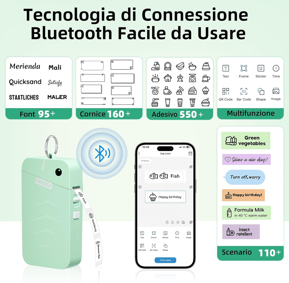 S001 Etichettatrice Etichette Adesive Stampante Bluetooth 2000Mah Mini ...