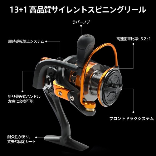 SANLIKE Spinning Reel 3000 Eging Reel 5.2:1 High Speed Gear Ratio 13 ...