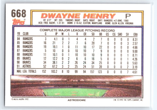 1992 Topps #668 Dwayne Henry | eBay