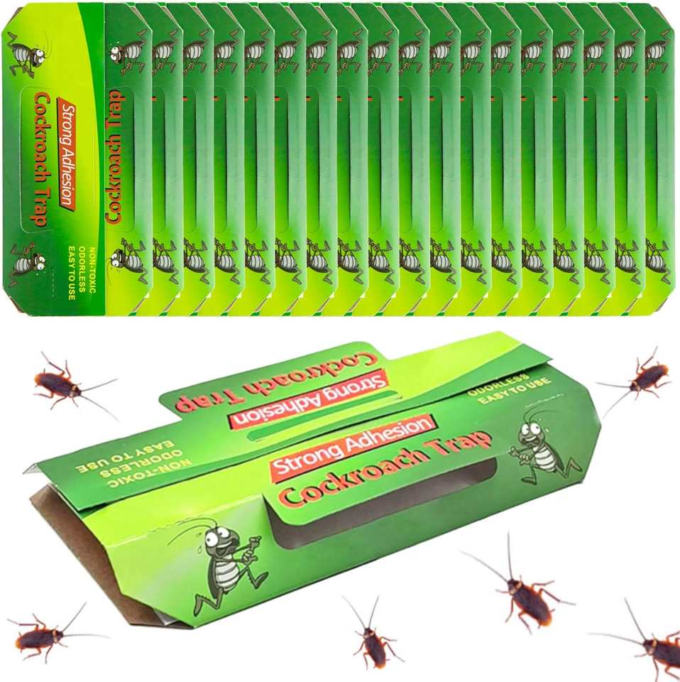 18 Pack Cockroach Sticky Traps for Indoor Use Green Foldable Roach ...