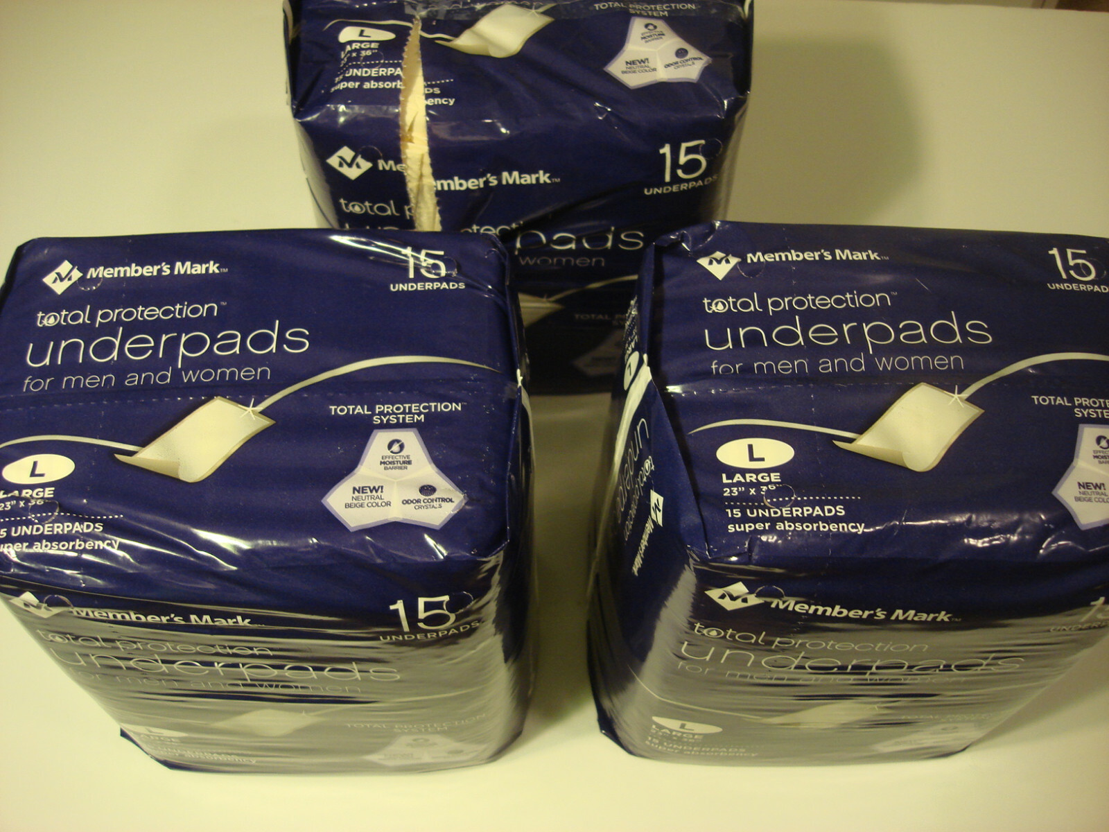 LOT of 3 Member’s Mark Total Protection Underpads Men/Women 23"x36 ...