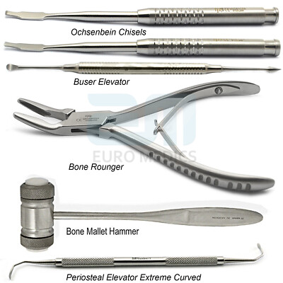 BONE SPLITTING SURGERY KIT OCHSENBEIN CHISELS BUSER PERIOSTEAL ELEVATOR ...