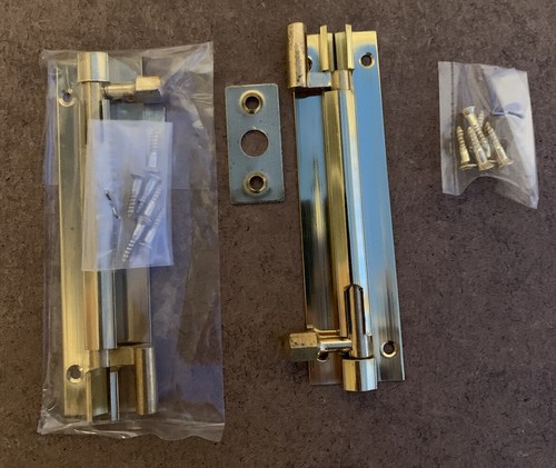 2x 4x1” Solid Necked Cranked Brass Surface Slide Shoot Door Bolt ...