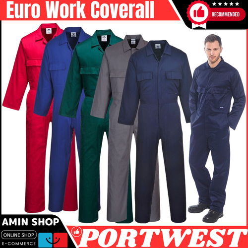 Men's Work Overalls Coveralls Polycotton PPE Mechanics Boiler Suit ...