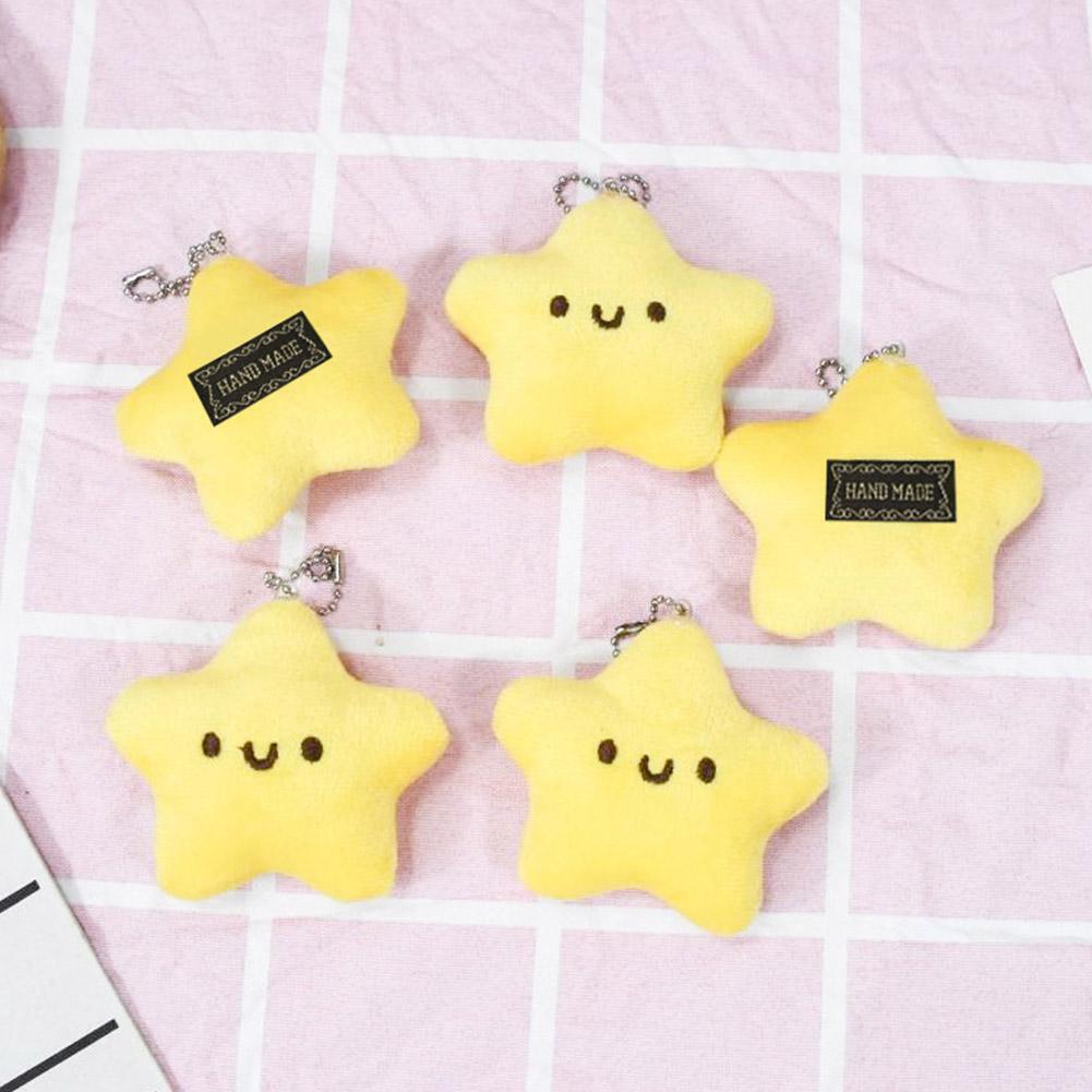 Smile Yellow Stars Squeak Keychain For Women Girls Pendant Toy Bag ...