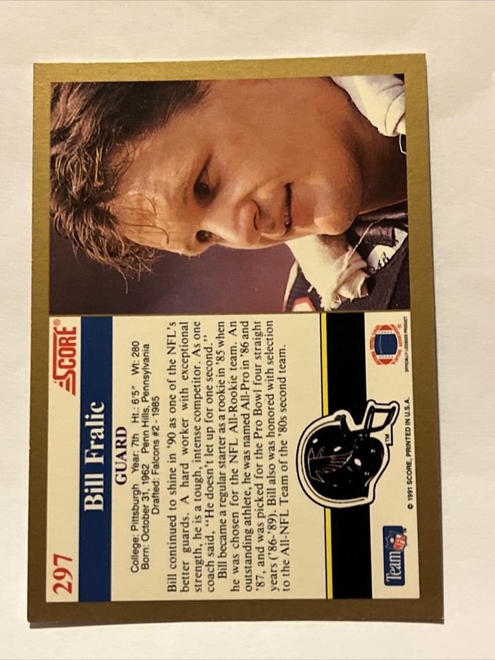 1991 Score Football Bill Fralic Atlanta Falcons 297 | eBay