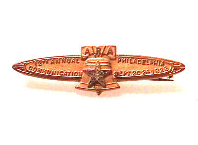 1926 ARA 12th Annual Communication Odd Fellows Pin Philadelphia C Clasp ...