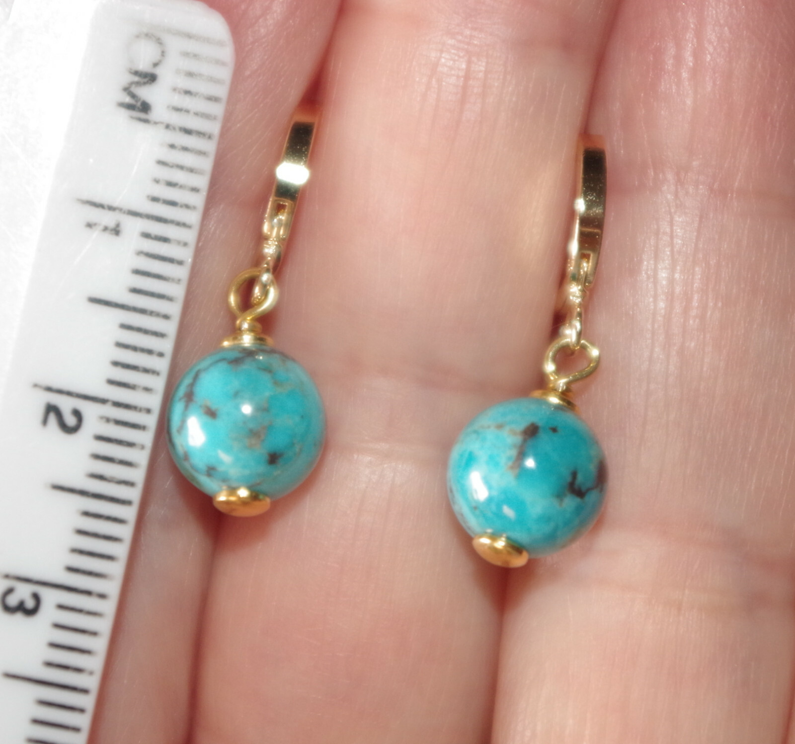 Old Italian Sleeping Beauty 9mm Round Turquoise Hoops… - Gem