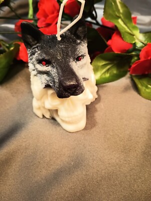 Chief wolf head skull candle | eBay
