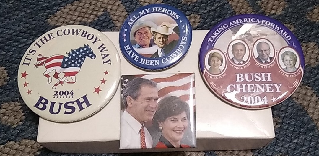 Republican Button Lot Of 4 Bush/Cheney 2004 Reagan George W Bush Dick ...
