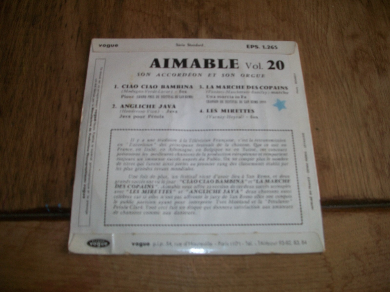 vinyle 45 tours, aimable vol 20, la marche des copains | eBay